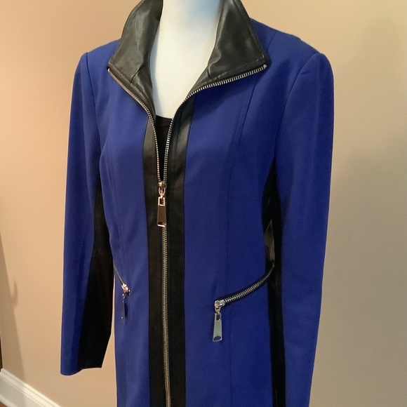 Insight | Jackets & Coats | Insight Blue With Faux Leather Trim Jacket ...